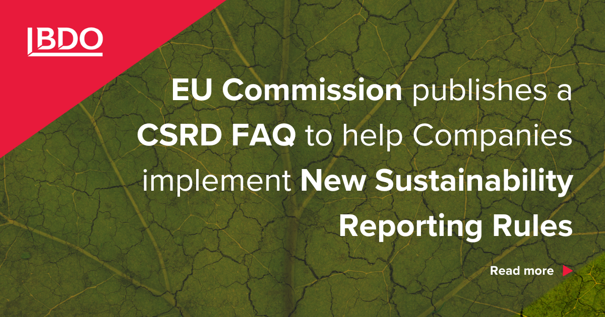 EU Commission publishes CSRD FAQ - BDO Malta